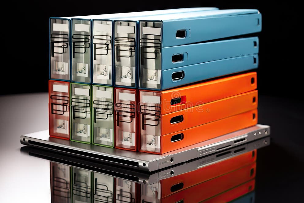 Ring Binders in Computer - Database Concept Stock Photo - Image of ...