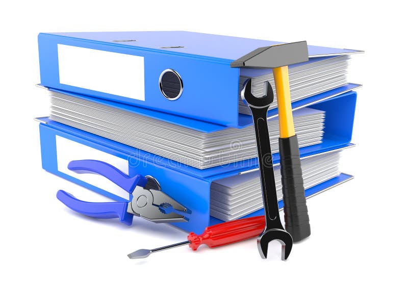 Ring Binders with Work Tools Stock Illustration - Illustration of ...