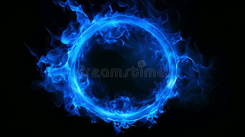 Ring of Blue Fire on Black Background Stock Video - Video of mystic ...