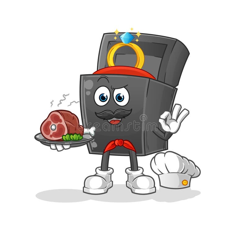 Ring Box Chef with Meat Mascot. Cartoon Vector Stock Vector ...
