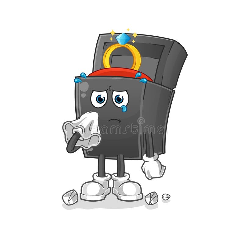 Ring Box Cry with a Tissue. Cartoon Mascot Vector Stock Vector ...