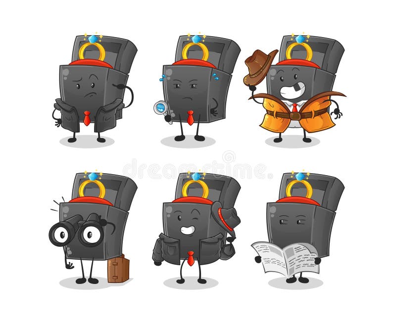 Ring Box Detective Group Character. Cartoon Mascot Vector Stock Vector ...