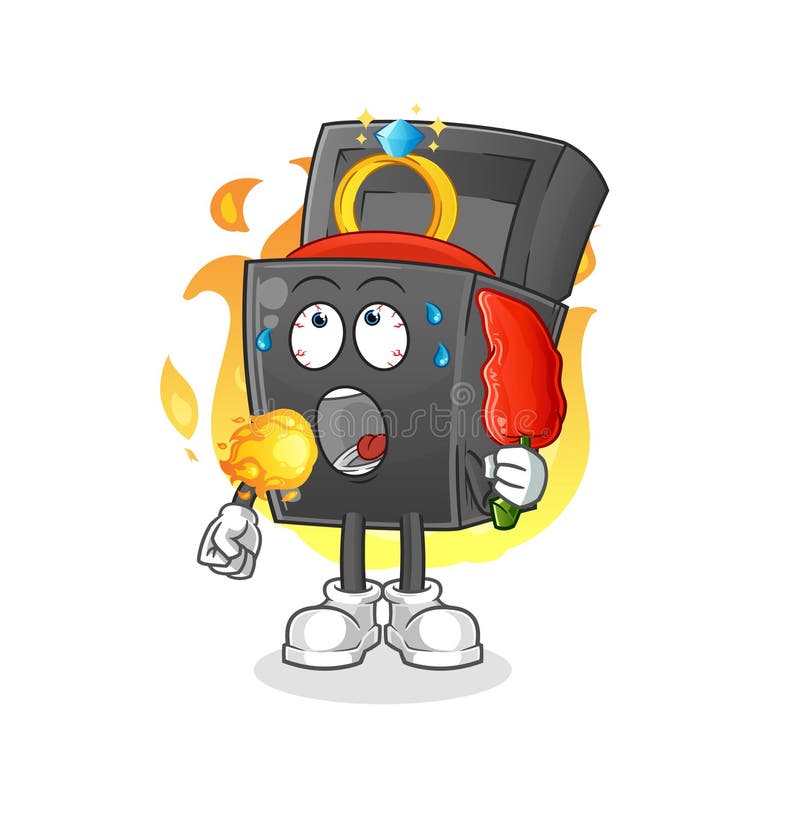Ring Box Eat Hot Chilie Mascot. Cartoon Vector Stock Vector ...