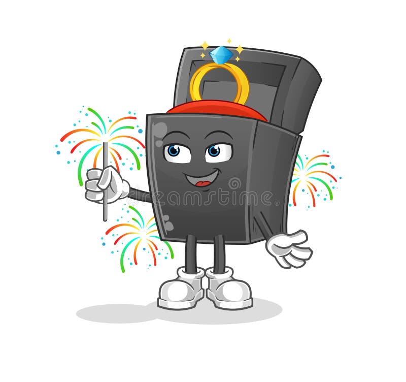 Ring Box with Fireworks Mascot. Cartoon Vector Stock Vector ...