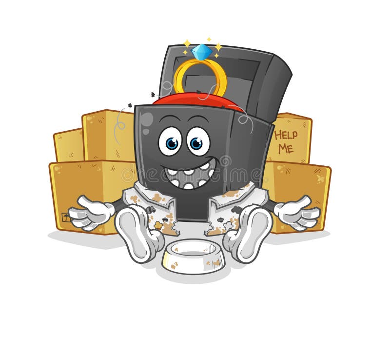 Ring Box Homeless Character. Cartoon Mascot Vector Stock Vector ...