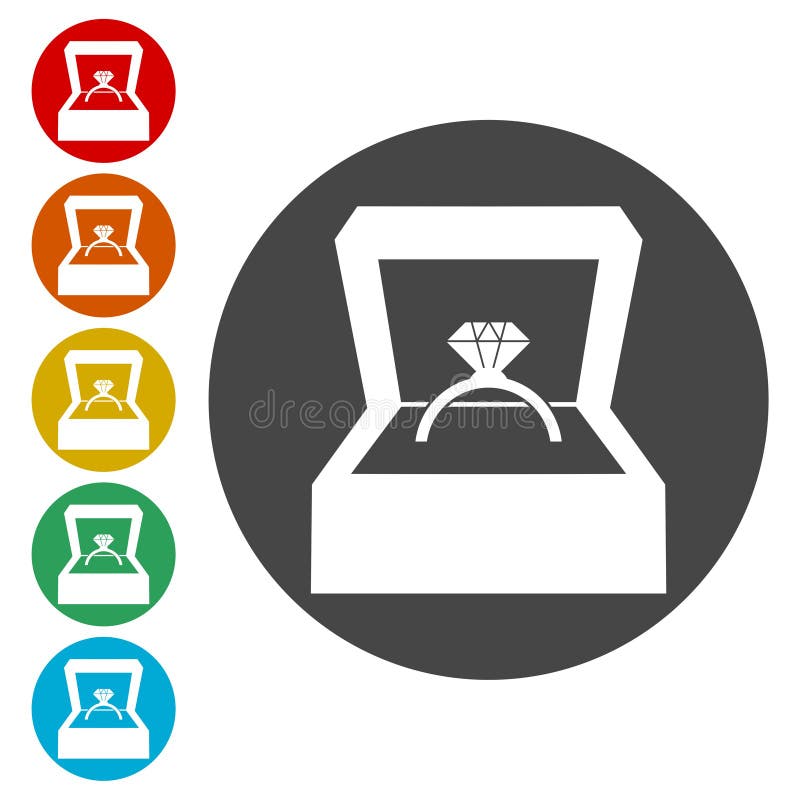 Ring in a Box Icons Set - Vector Illustration Stock Vector ...