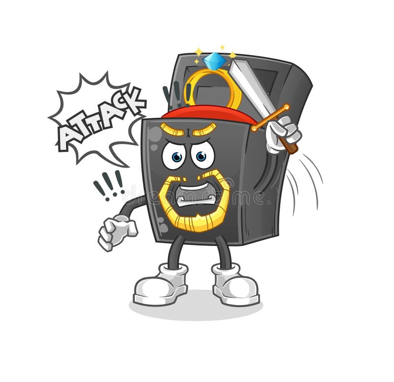 Ring Box Knights Attack with Sword. Cartoon Mascot Vector Stock ...