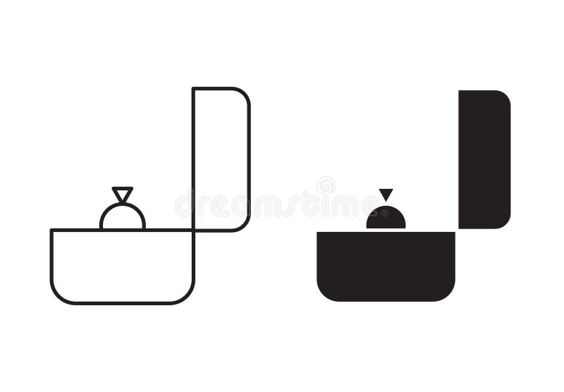 Ring Box Outline Icon Collection or Set. Ring Box Thin Vector Line Art ...