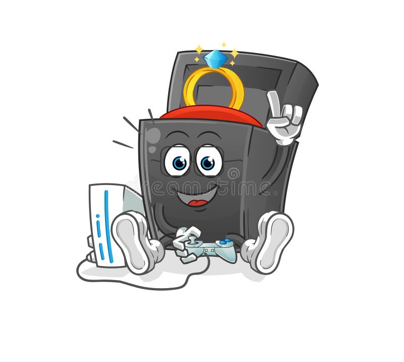 Ring Box Playing Video Games. Cartoon Character Stock Vector ...