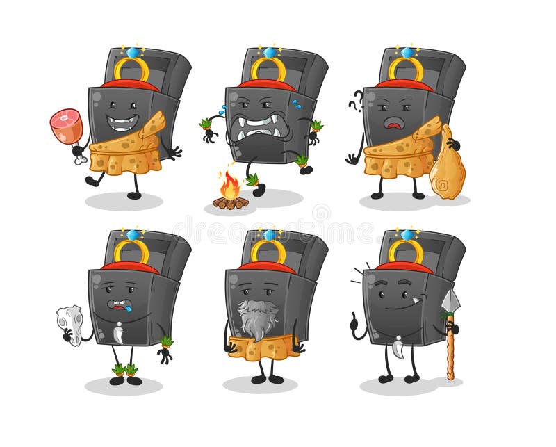 Ring Box Primitive Man Group Character. Mascot Vector Stock Vector ...