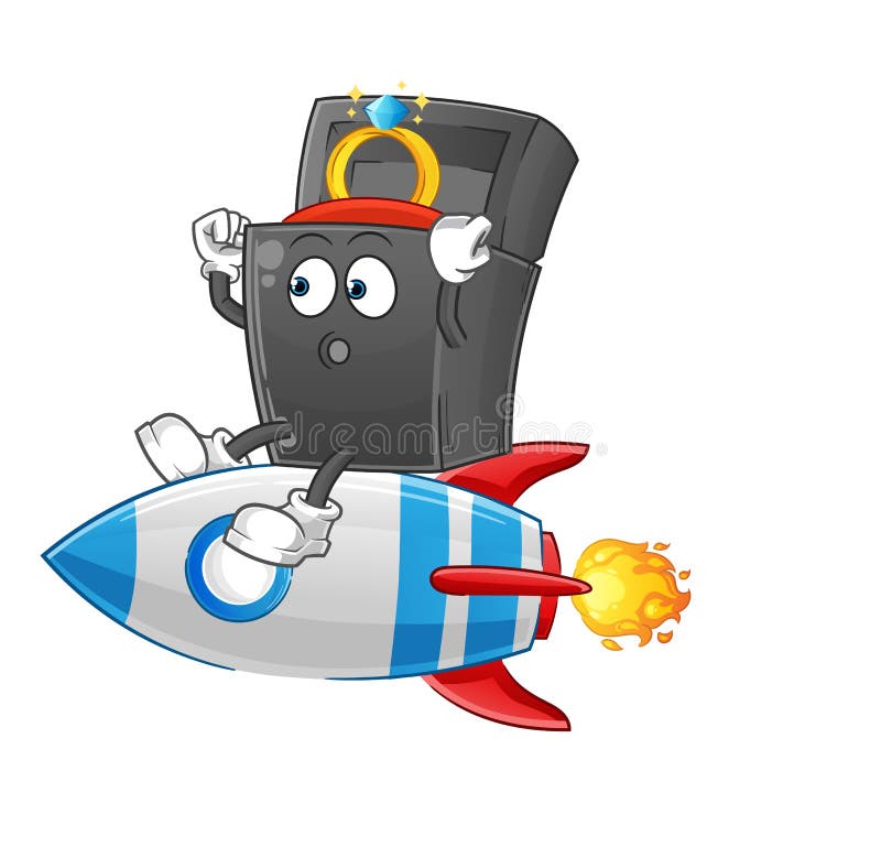 Ring Box Ride a Rocket Cartoon Mascot Vector Stock Vector ...