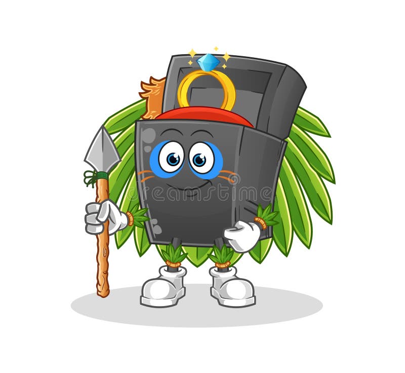 Ring Box Tribal Man Mascot. Cartoon Vector Stock Vector - Illustration ...