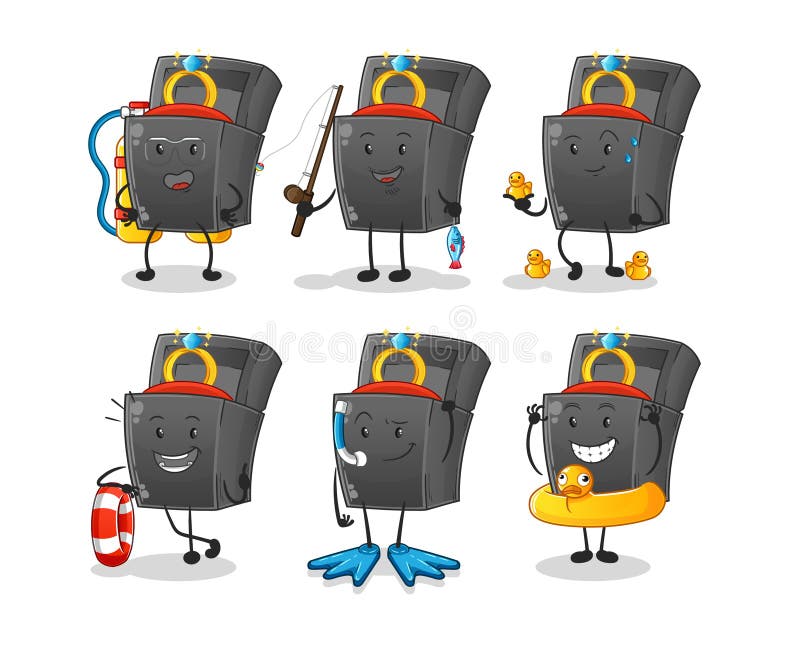 Ring Box Water Activity Group. Cartoon Mascot Vector Stock Vector ...