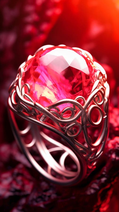 Ring with a Bright Pink Stone Inside a Decorativ, Generative AI Stock ...