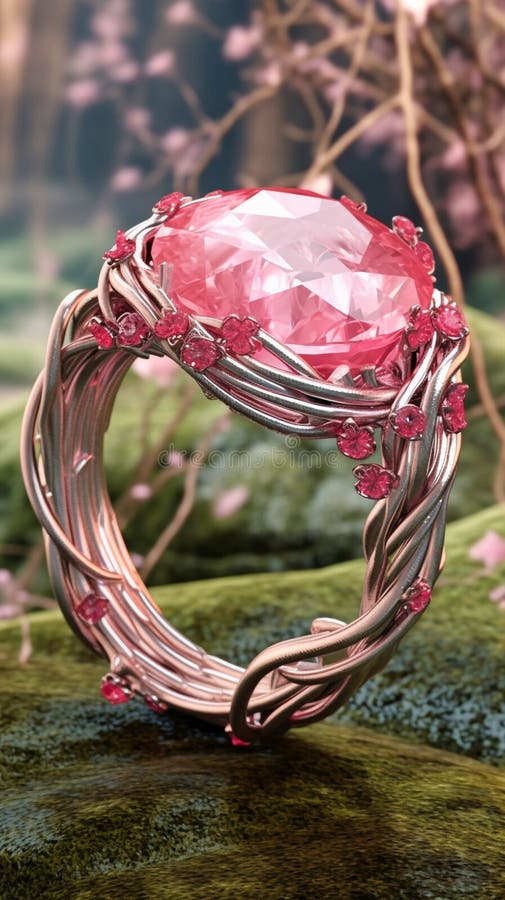 Ring with a Bright Pink Stone Inside a Decorativ, Generative AI Stock ...