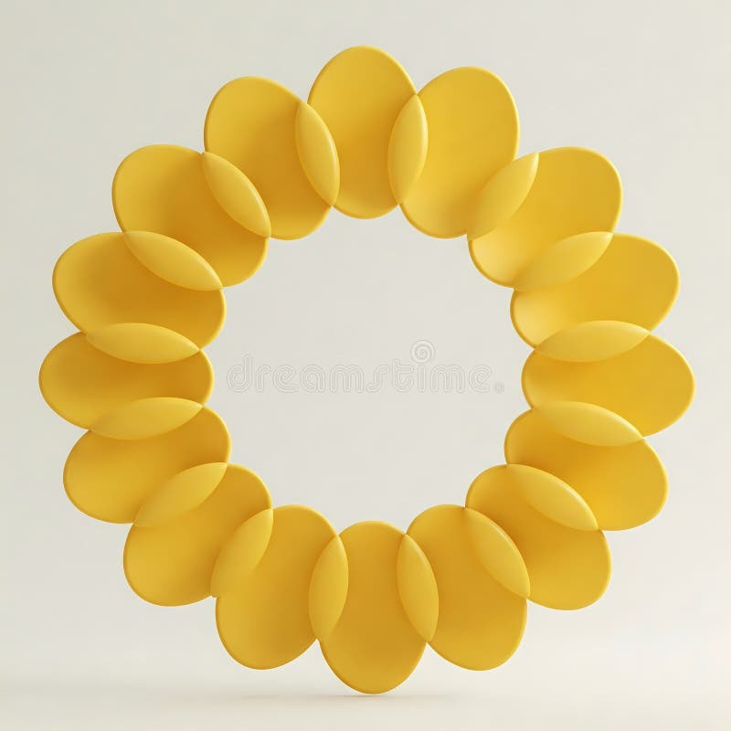 A Ring of Bright Yellow, Oval-shaped Elements is Arranged Against a ...