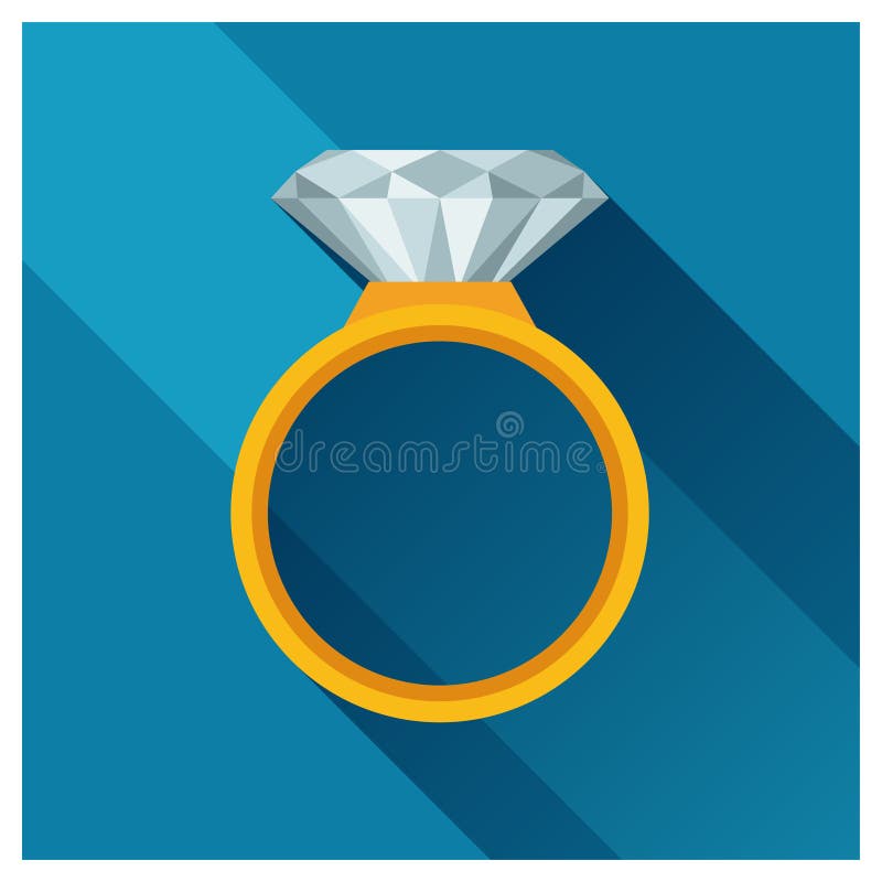 Ring with Brilliant in Flat Design Style Stock Vector - Illustration of ...