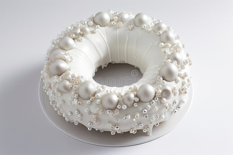 Ring Cake, Decorated with White Icing and Silver Dragees Stock ...