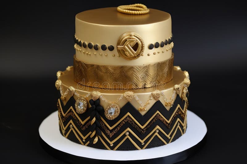 Ring Cake with Gold Rush Theme and Zigzag Design Stock Illustration ...