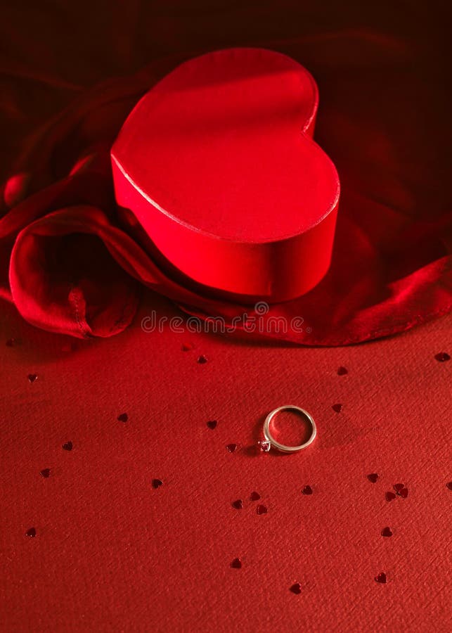 Ring Case with a Silver Ring for Valentine Stock Image - Image of ...