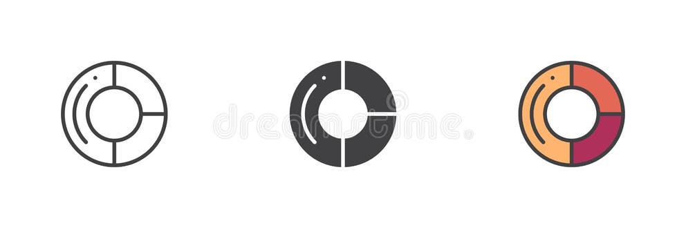 Ring Chart Graph Different Style Icon Set Stock Vector - Illustration ...