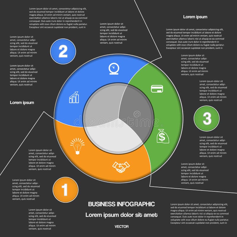 Ring Chart, Template with Text Areas on Three Positions Stock Vector ...