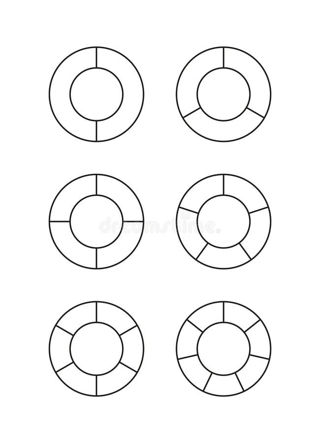 Ring Chart Templates with 2, 3, 4, 5, 6 and 7 Pieces. Circle Section ...