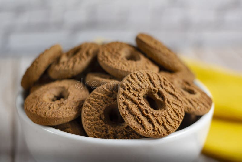 Ring Chocolate Biscuits Served in a Bowl. Brazilian Little Donut Stock ...