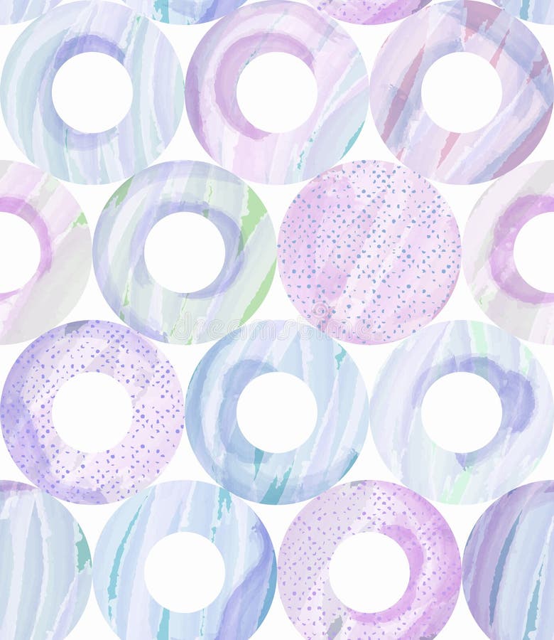 Ring and Circle Shape Watercolor Seamless Pattern Stock Vector ...
