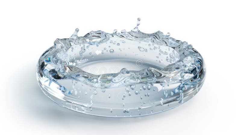 Ring of Clear Water with Splash Isolated on White Created with ...