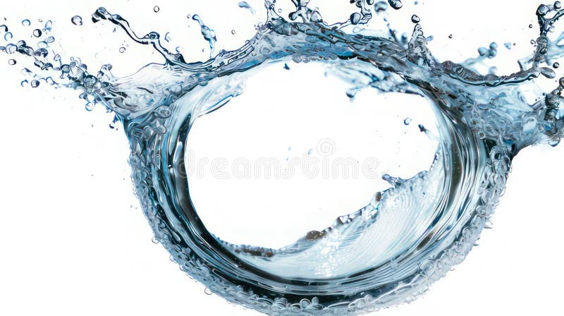 Ring of Clear Water with Splash Isolated on White Created with ...