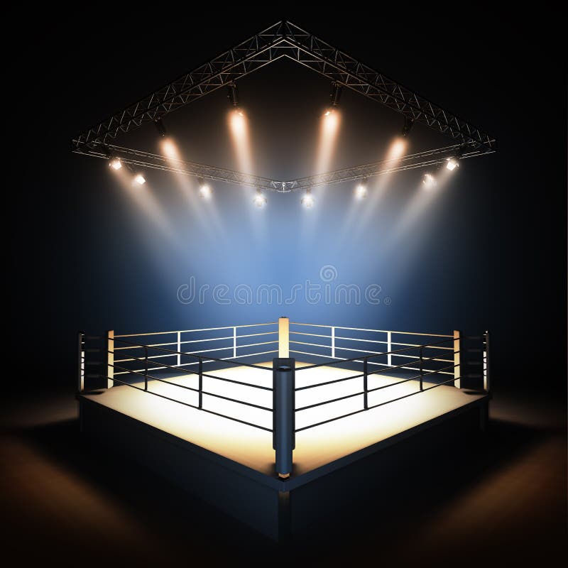 Ring De Boxeo Vacío Ring Vacío, Feroces Batallas Con Sacos De Arena