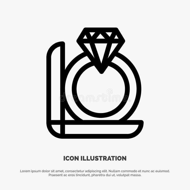 Ring, Diamond, Gift, Box Vector Line Icon Stock Vector - Illustration ...