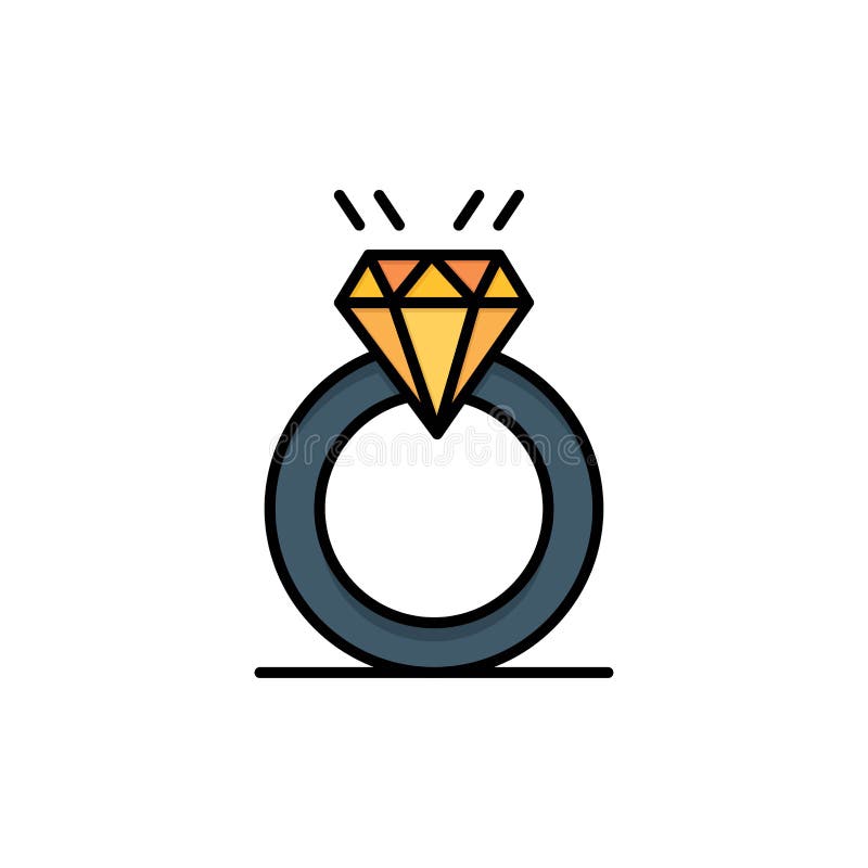 Ring, Diamond, Proposal, Marriage, Love Flat Color Icon. Vector Icon ...