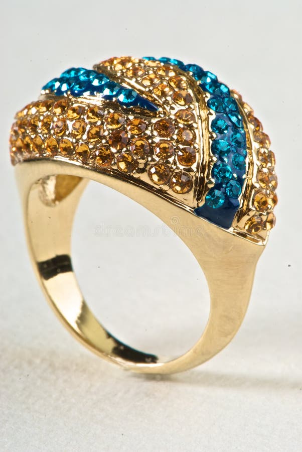 Ring with Different Precious Stones on a White Background Stock Image ...
