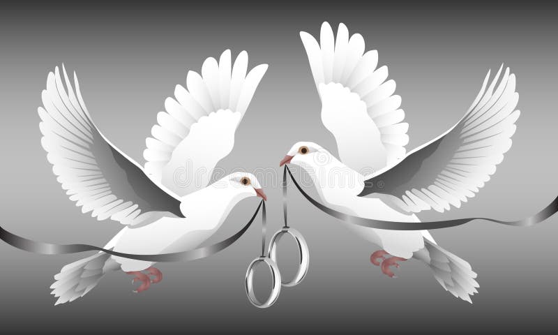 Wedding Rings and Two Doves Stock Vector - Illustration of dove, high ...