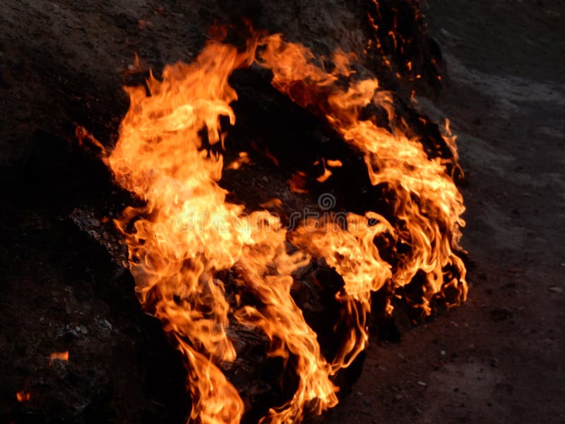 A Ring of Fire in Azerbaijan Stock Image - Image of mountain, orange ...