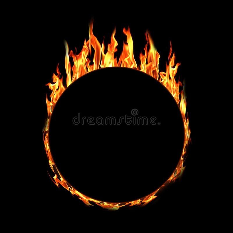 Ring of Fire on Black Background Stock Illustration - Illustration of ...