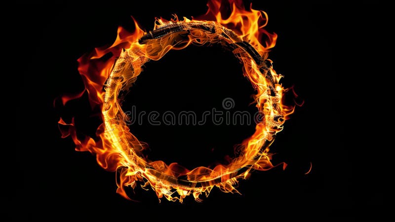 Ring of Fire Burning on Black Background Stock Footage - Video of ...