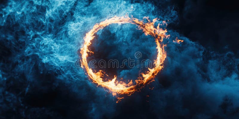 A Ring of Fire Burning Bright in a Cloudy Sky with Dark Clouds ...