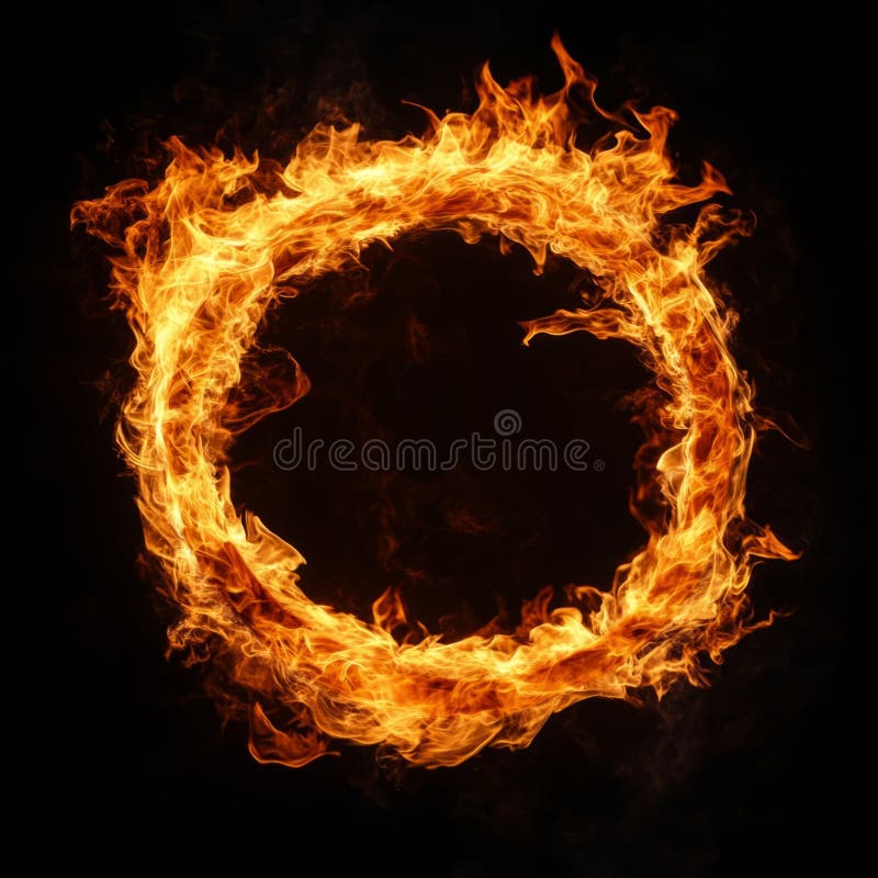 Ring of Fire Burning Brightly Against Black Background Stock ...