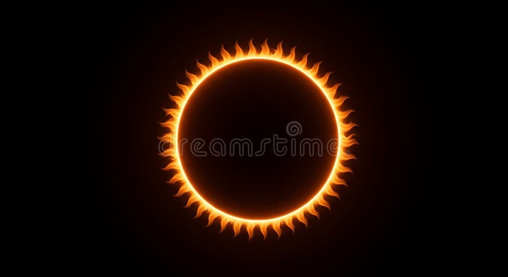 Ring of Fire Effect Glowing Circle on Dark Background Stock ...