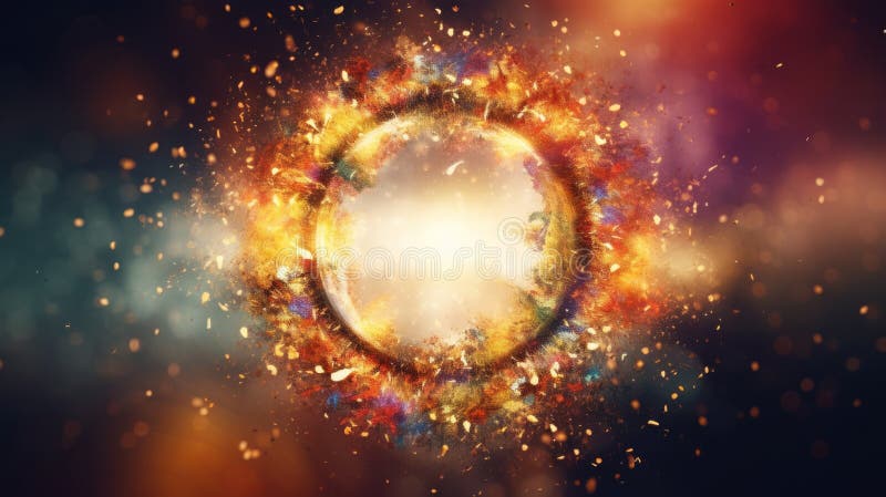 A Ring of Fire with a Explosion of Colored Powder Stock Image - Image ...