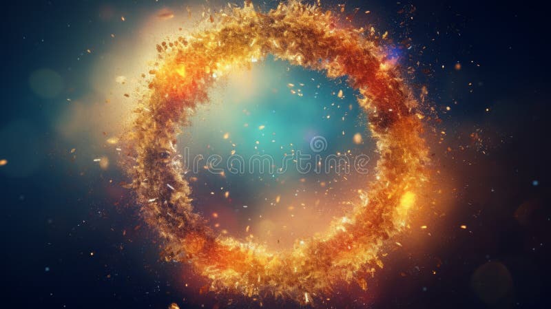 A Ring of Fire with a Explosion of Colored Powder Stock Image - Image ...