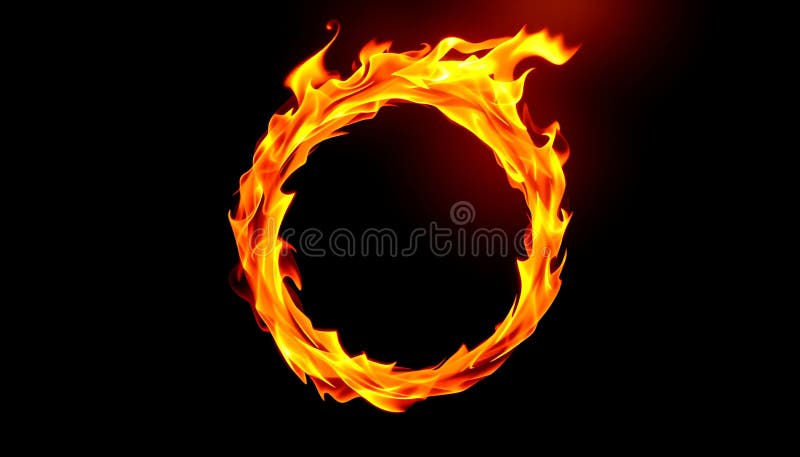 Ring of Fire Flames on a Black Background Generative AI Stock ...