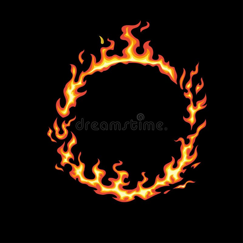 Ring of Fire Isolated on Black Background Stock Vector - Illustration ...