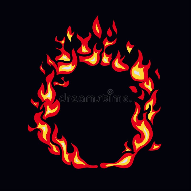 Ring of Fire Isolated on Black Stock Vector - Illustration of burn ...