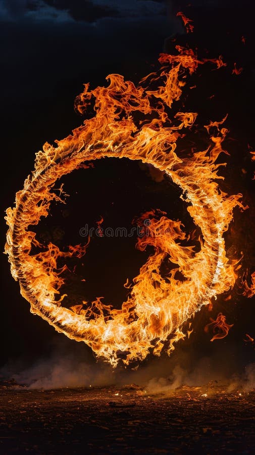 Ring of Fire in the Night, Dramatic Concept Stock Photo - Image of ...