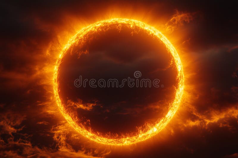 Ring of Fire, Solar Eclipse Creating a Dramatic Spectacle in Cloudy Sky ...