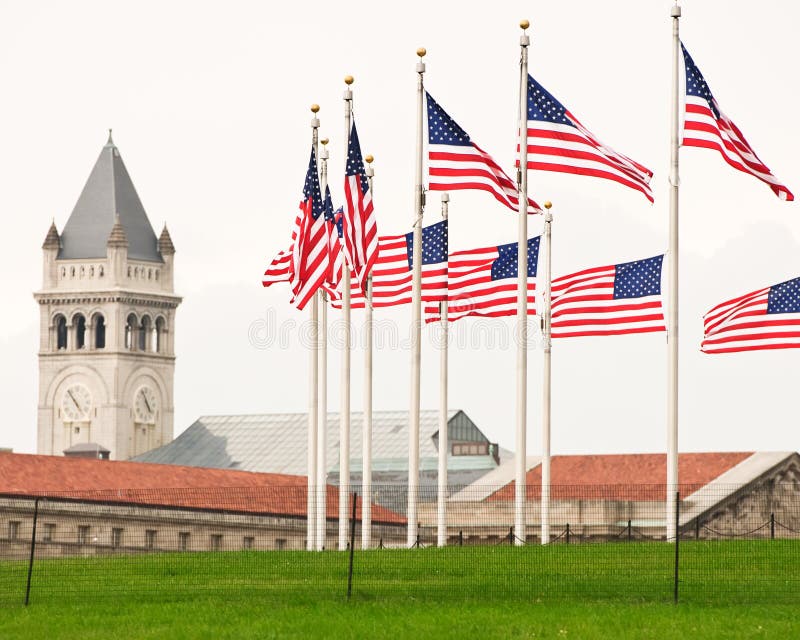 Ring of Flags Surrounding the Washington Monument Stock Image - Image ...
